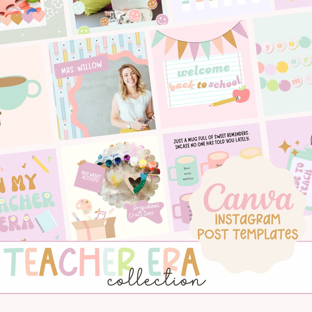 Teacher Era, Teacher Instagram Post Templates, Canva Templates, Teacher ...