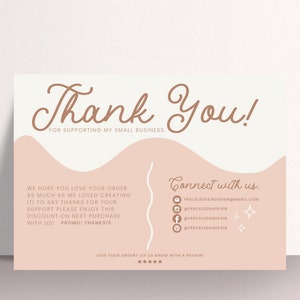 Boho Thank You Card Template, Neutral Business Card Template, Editable ...