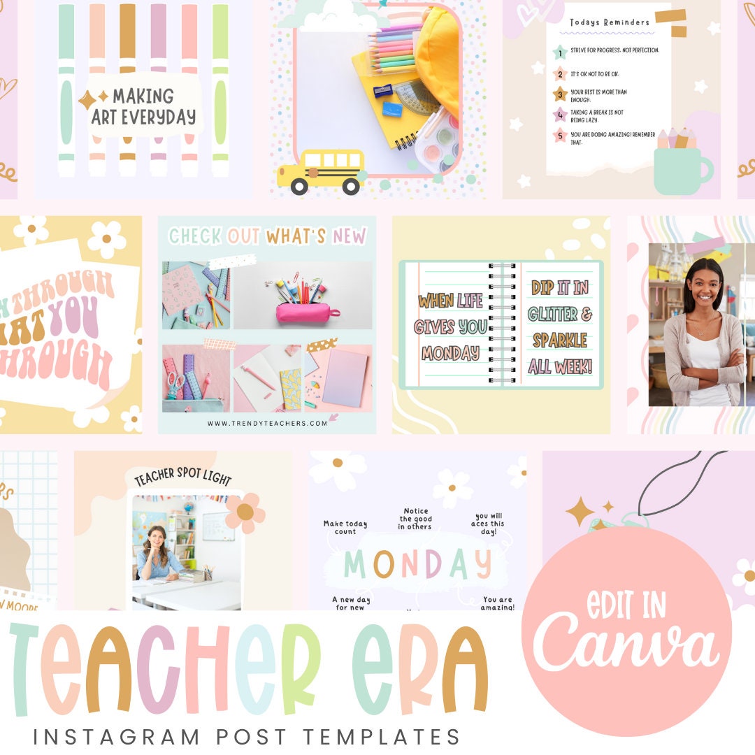 Teacher Era, Teacher Instagram Post Templates, Canva Templates, Teacher ...