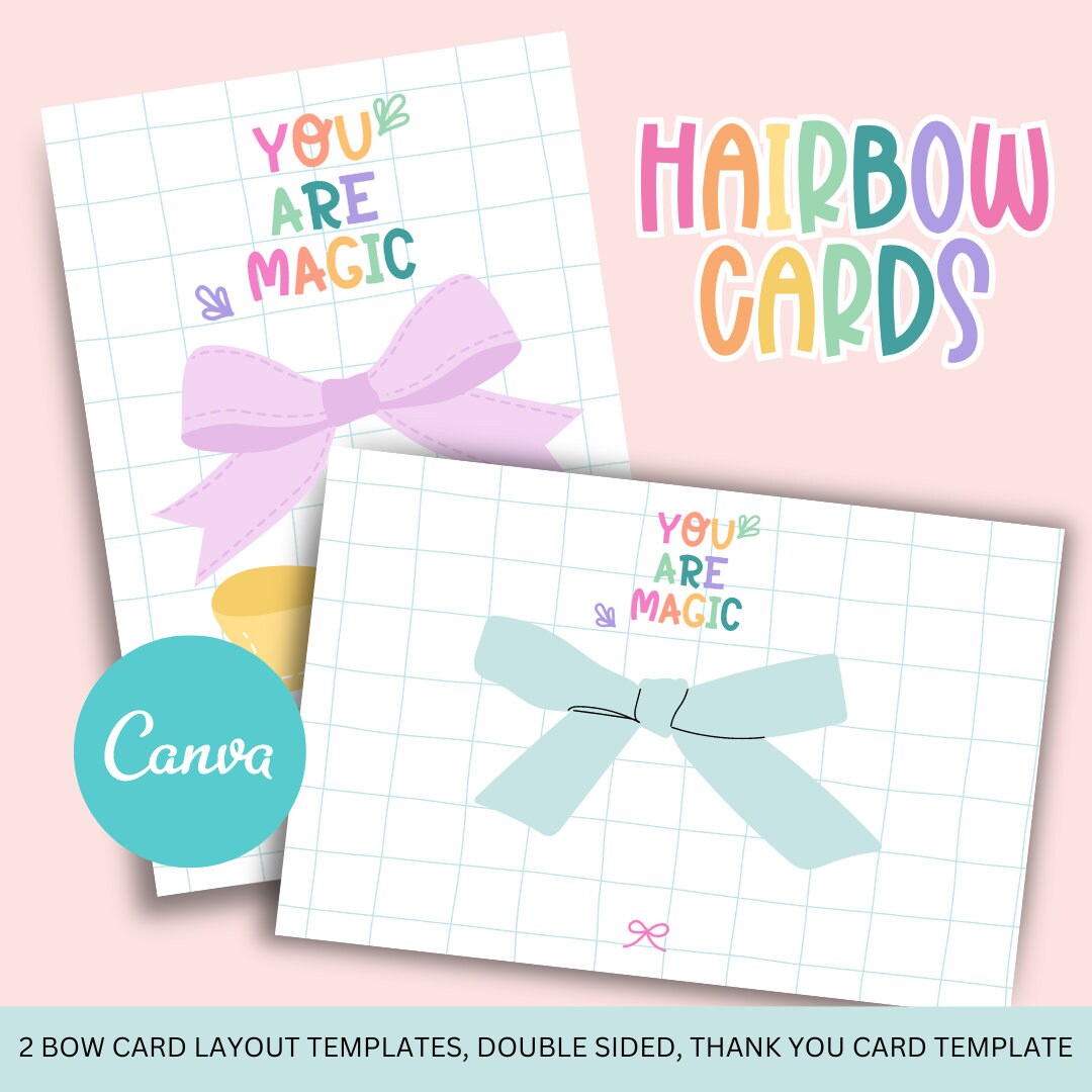 Bow Card, Hairbow Display Card, Business Thank You Card, Bow Card ...