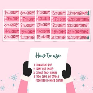 Christmas Countdown Paper Chain, Christmas Advent for Kids, Printable ...