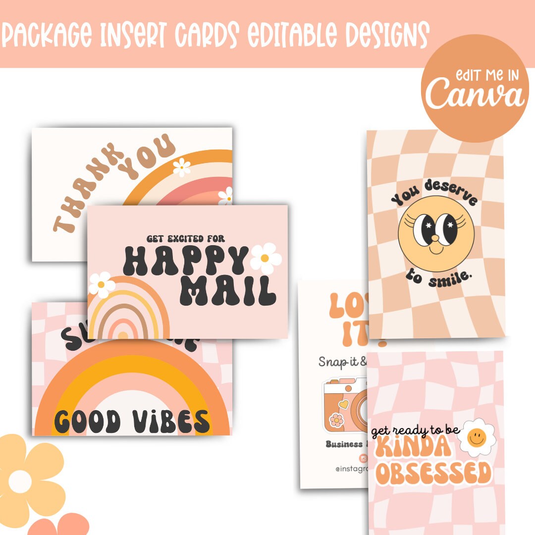 Retro Boho Display Card Templates, Small Business Display Cards, Canva ...