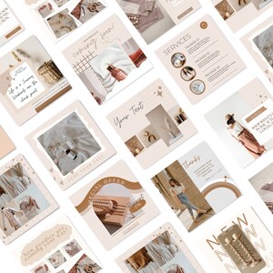 Boho Neutral Instagram Post Templates, Canva Templates, Modern Boho ...