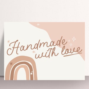 Boho Thank You Card Template, Neutral Business Card Template, Editable ...