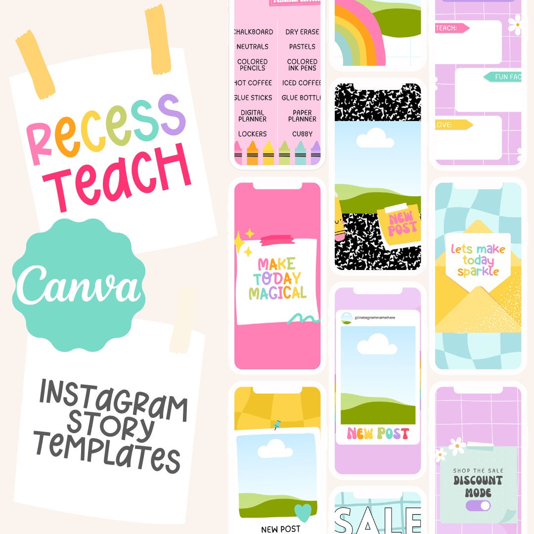 Bright Rainbow Pastel Instagram Story Templates, Teacher Instagram ...