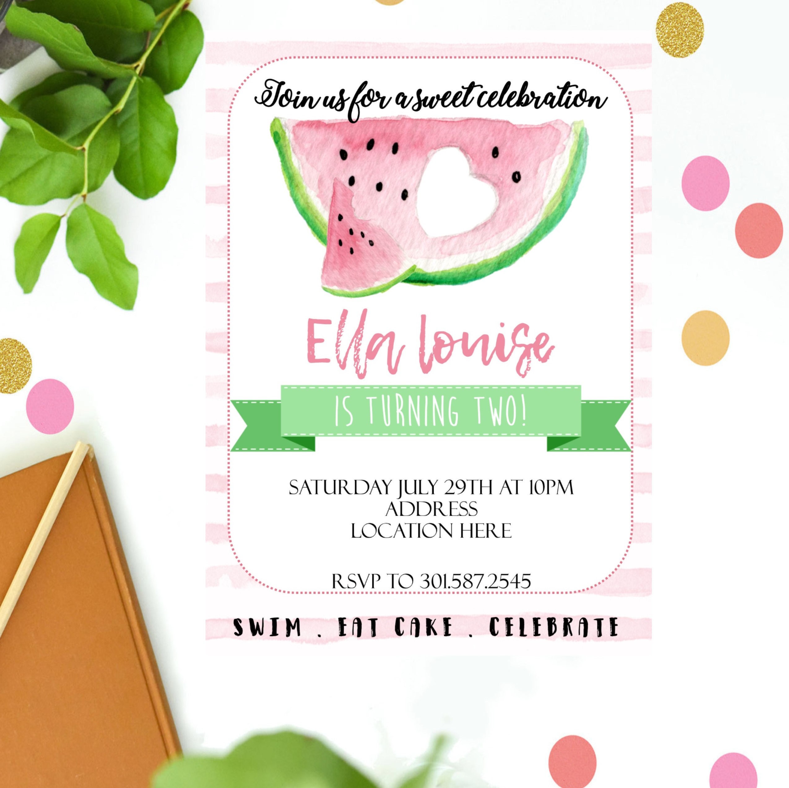 Watermelon Birthday Invitations Printable