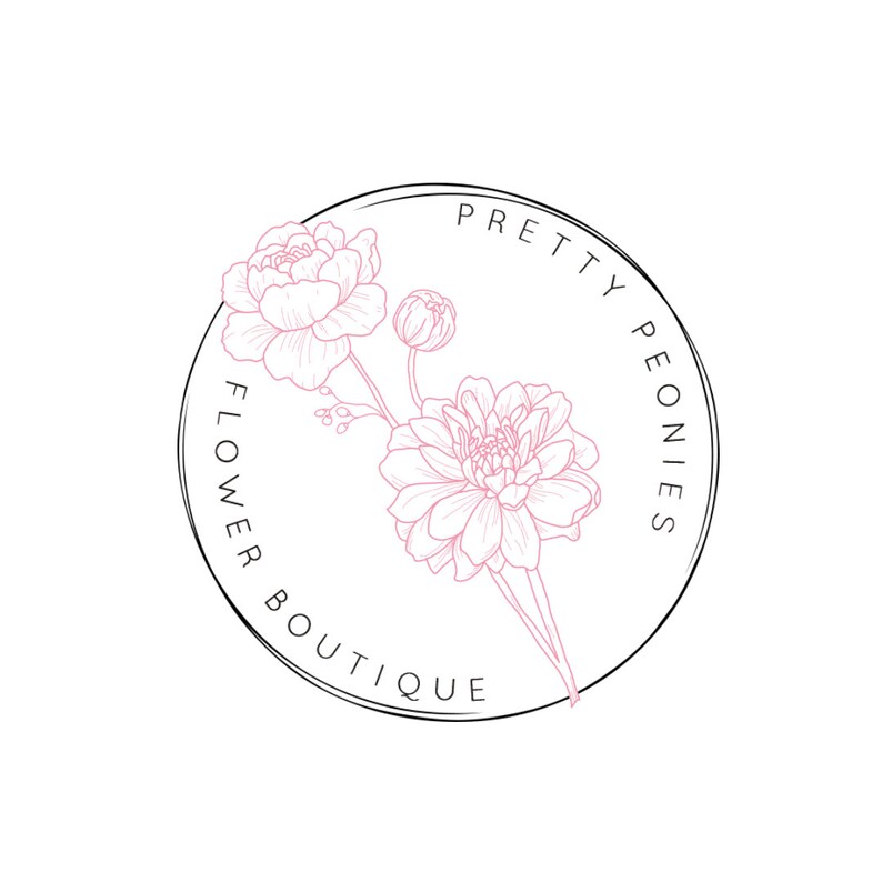 PREMADE peony logo floral logo dahlia logo peonies logo | Etsy