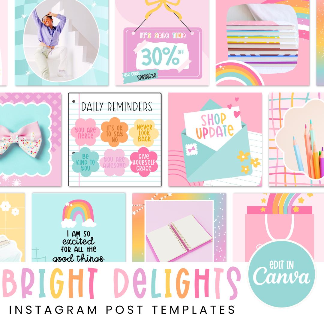 Rainbow Instagram Post Templates Canva, Pastel Rainbow Instagram ...