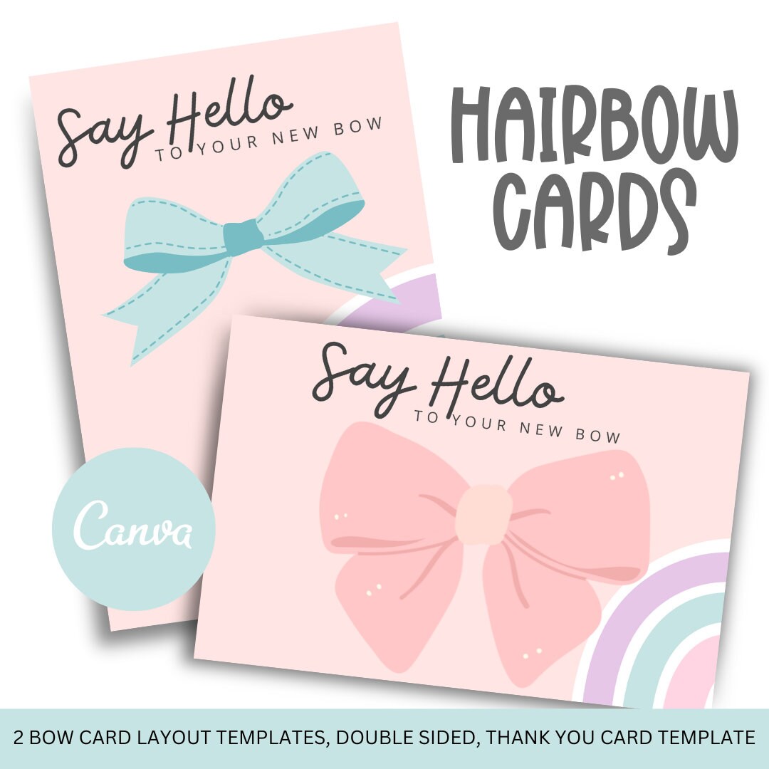Bow Card, Hairbow Display Card, Business Thank You Card, Bow Card ...