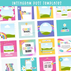 Rainbow Instagram Post Templates for Canva, Colorful Instagram Post ...