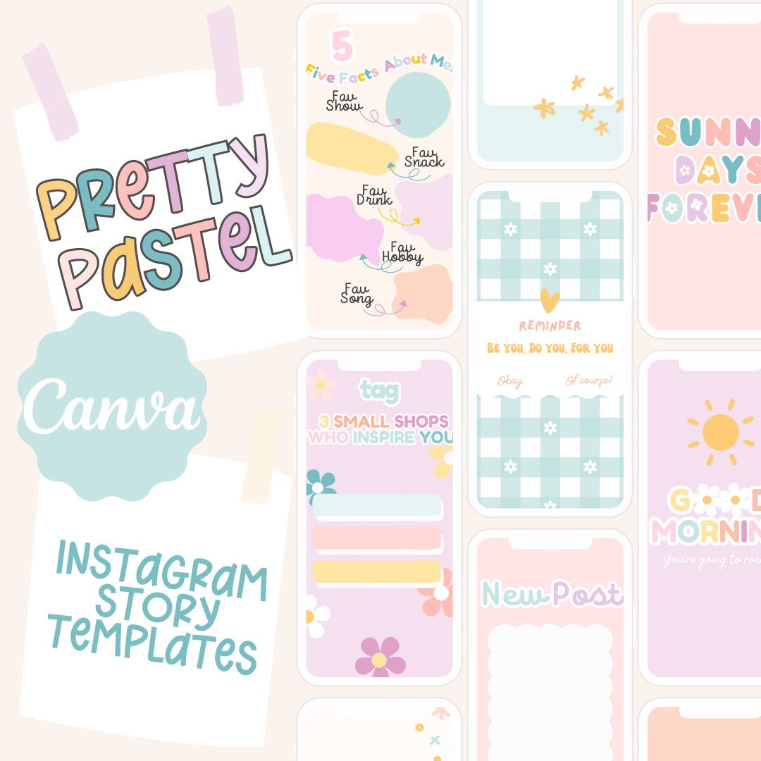 Pastel Rainbow Instagram Story Templates, Pastel Social Media Templates ...