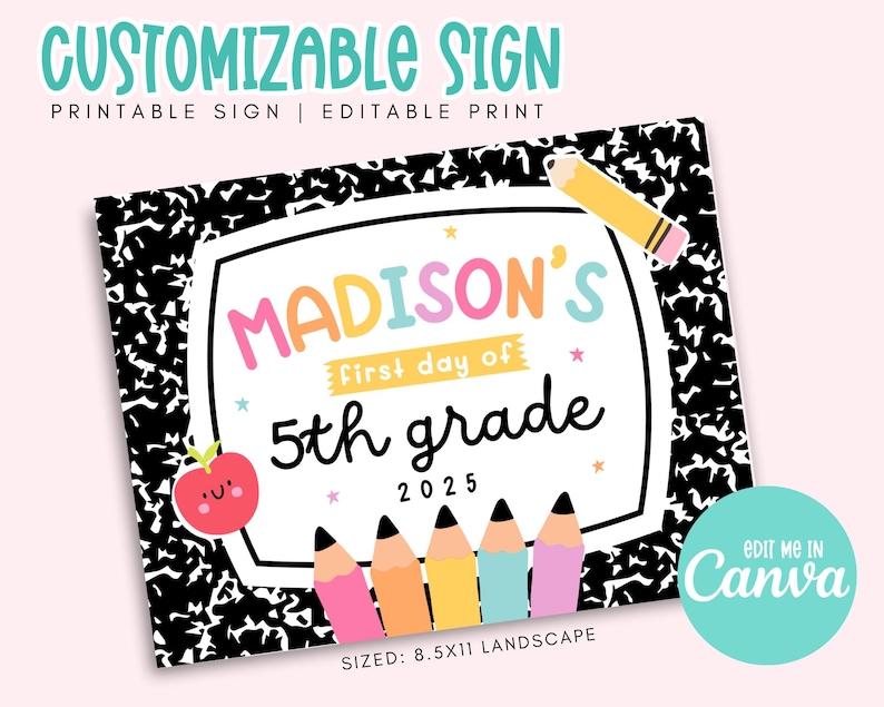 First Day of School Sign Printable, Printable Last Day of School, Back ...