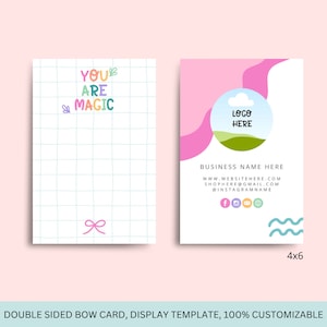 Bow Card, Hairbow Display Card, Business Thank You Card, Bow Card ...