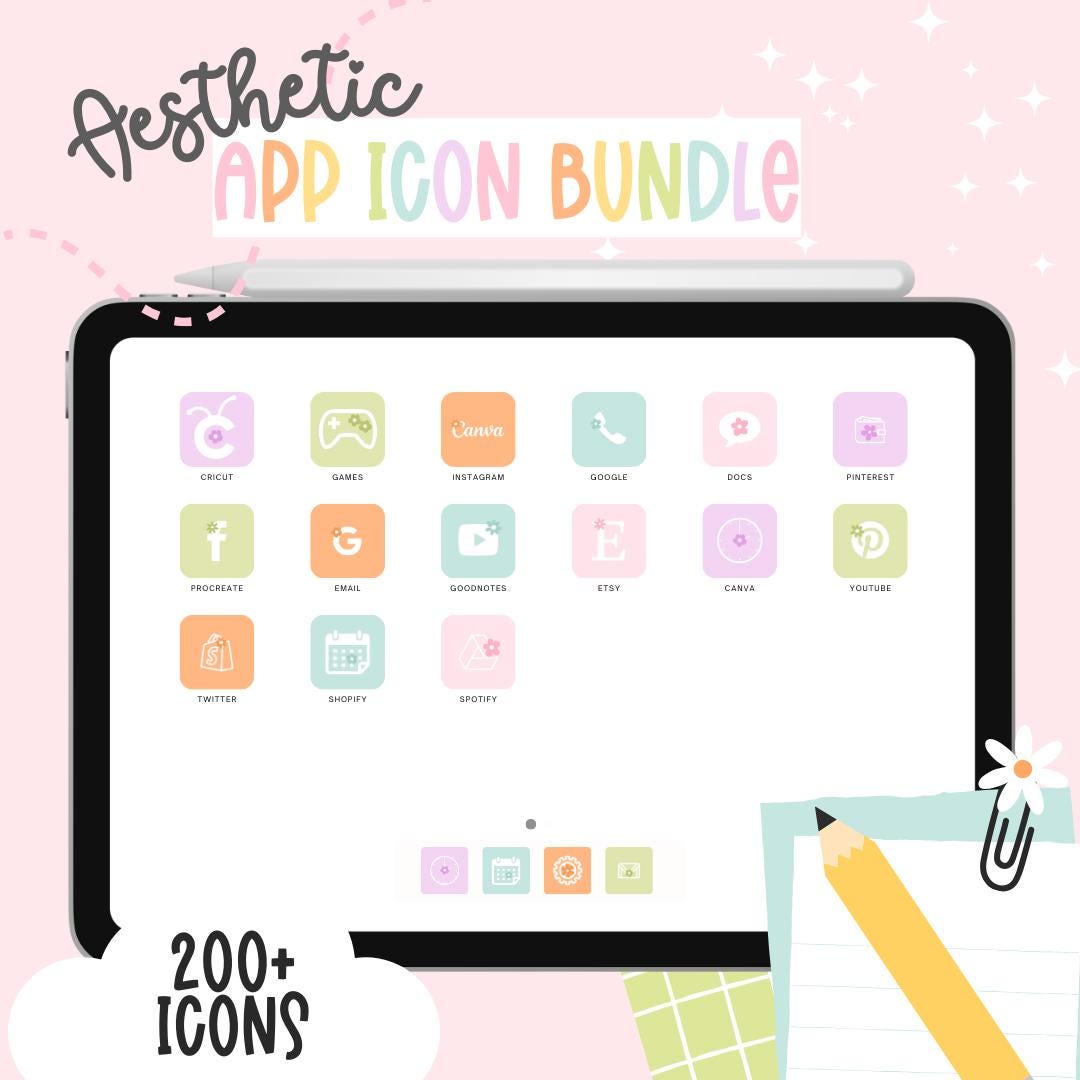 Pastel Rainbow iPad App Icons, Aesthetic IOS App Icons, Pastel iPhone ...