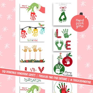 Christmas Handprint Footprint DIY Art Craft Bundle, Printable Christmas ...