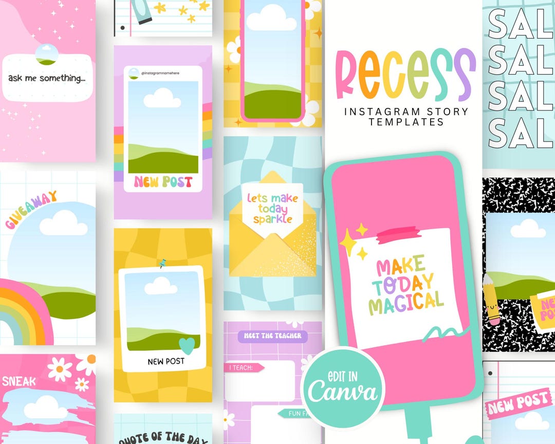 Bright Rainbow Pastel Instagram Story Templates, Teacher Instagram ...