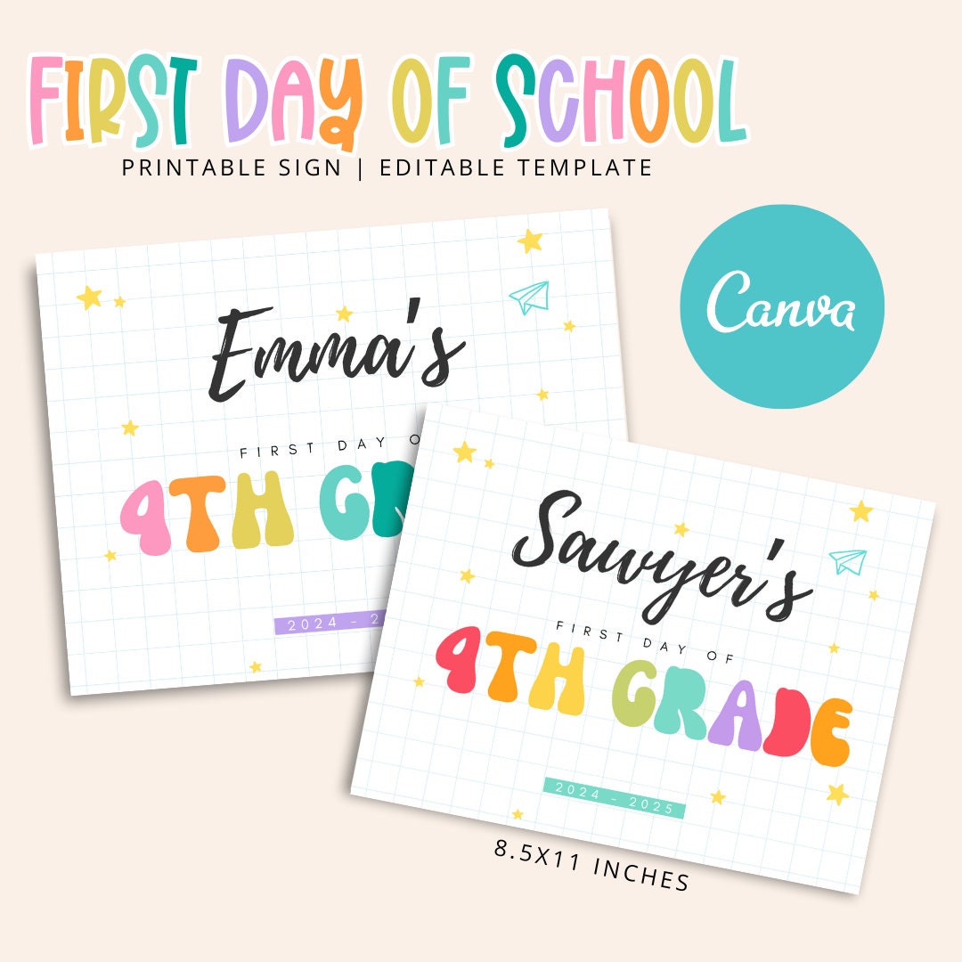 First Day of School Sign, Printable First Day of School Sign, Editable ...