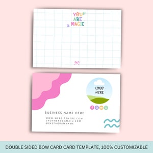 Bow Card, Hairbow Display Card, Business Thank You Card, Bow Card ...