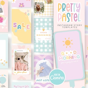 Pastel Rainbow Instagram Story Templates, Pastel Social Media Templates ...