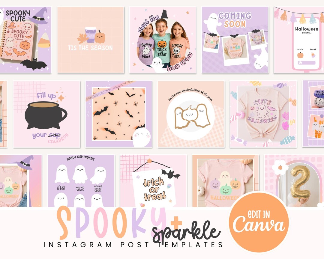 Halloween Instagram Post Templates Canva, Cute Halloween Template ...