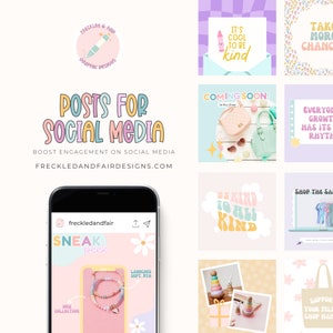 Pretty Pastel Rainbow Instagram Post Templates, Canva Templates, Cute ...