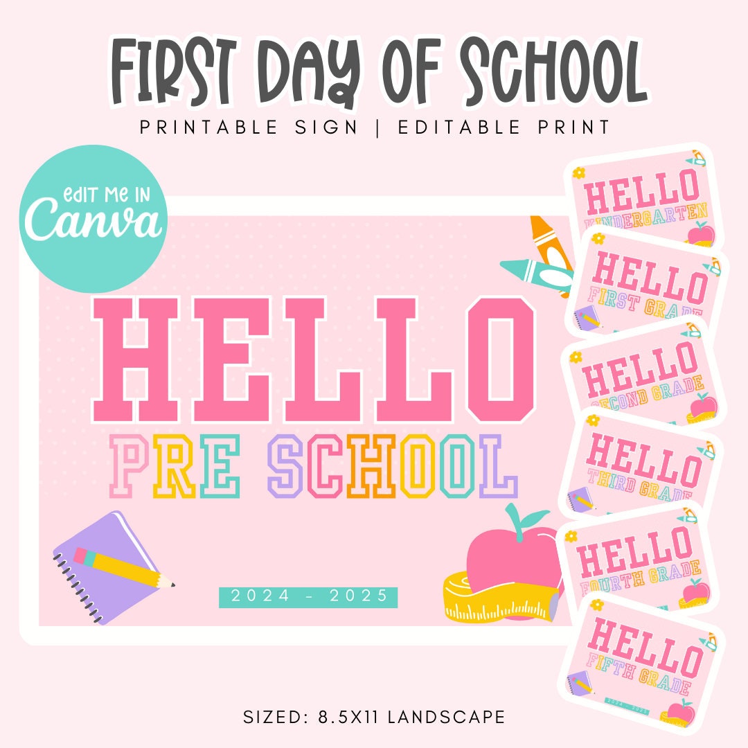First Day of School Sign, Printable First Day of School Sign ...