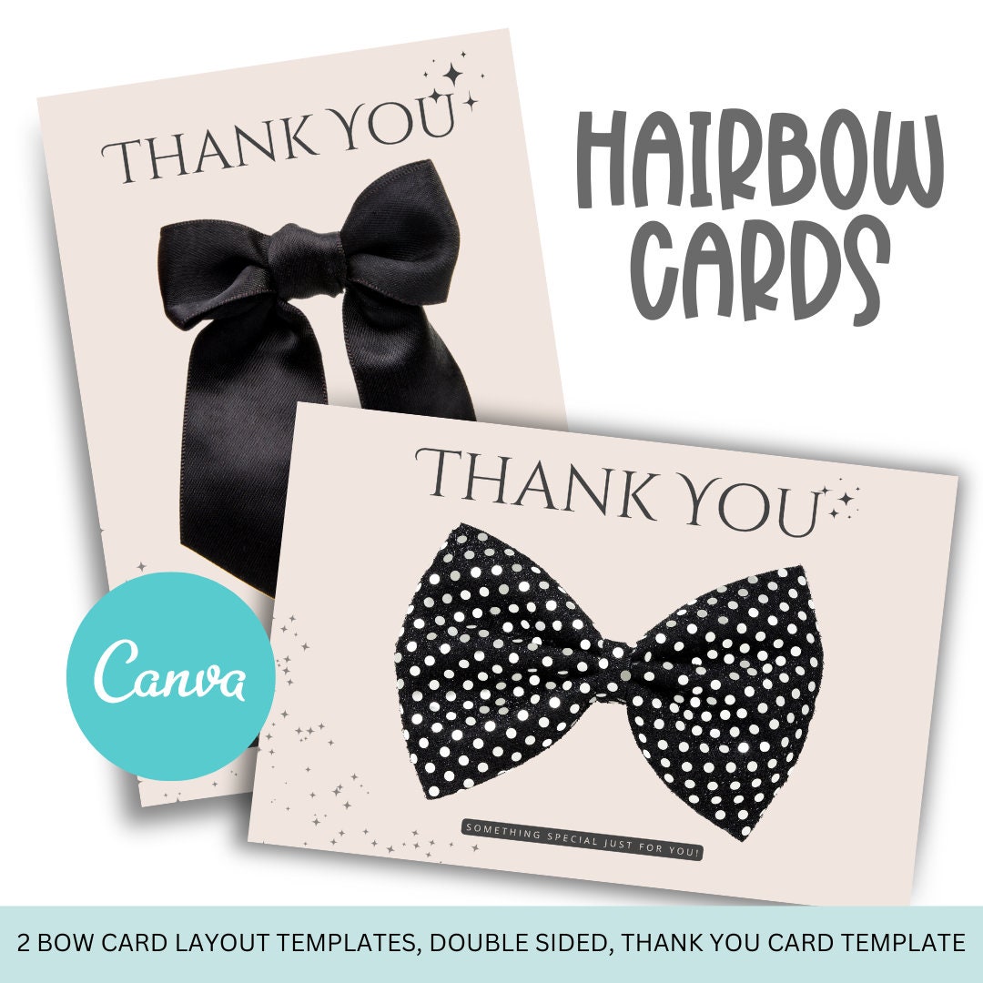 Bow Card, Hairbow Display Card, Business Thank You Card, Bow Card ...