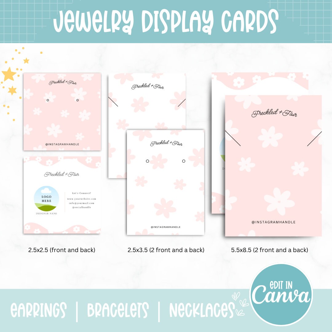Editable Jewelry Display Card Template, Printable Earrings Display ...