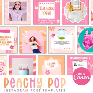 Pink Retro Instagram Post Templates, Bright Pink Instagram Templates ...