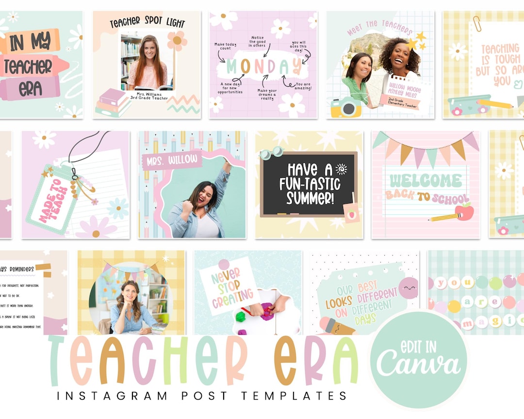 Teacher Era, Teacher Instagram Post Templates, Canva Templates, Teacher ...