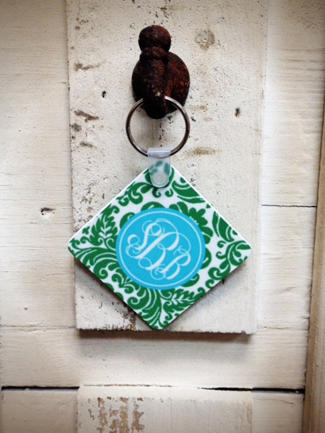 Monogram Square Keychain - Personalized With Pattern, Color, Frame ...