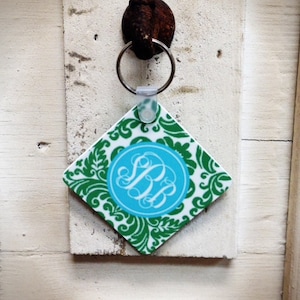 Monogram Square Keychain - Personalized With Pattern, Color, Frame ...