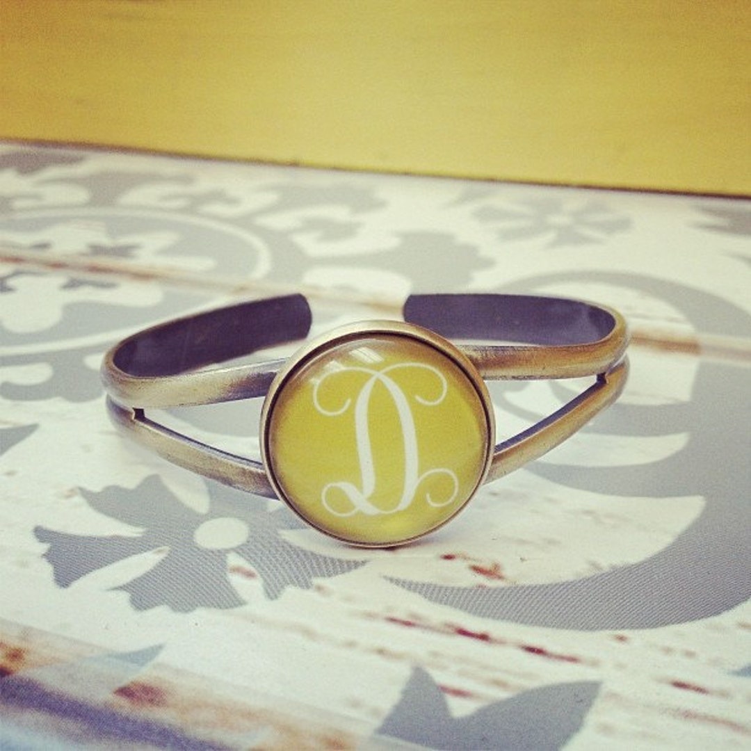 Antique Bronze Monogram Bracelet - Vintage Design - 42 Color Options ...