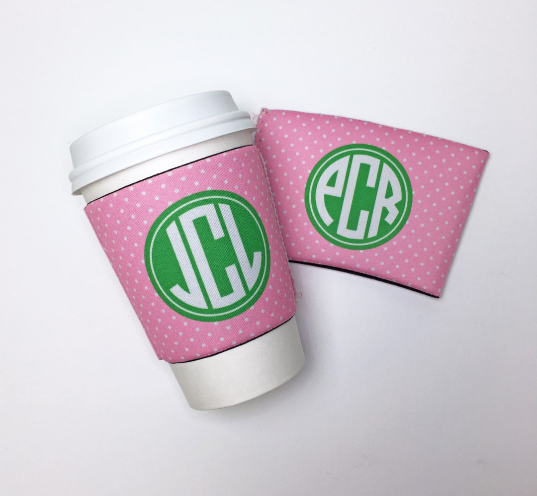 Monogram Reusable Coffee Cup Sleeve - Custom Pattern, Color, Name ...