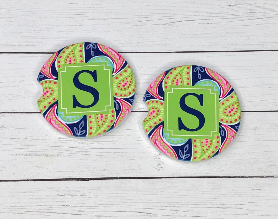 Preppy Collection Personalized Car Coasters (set of 2) - Choice of ...