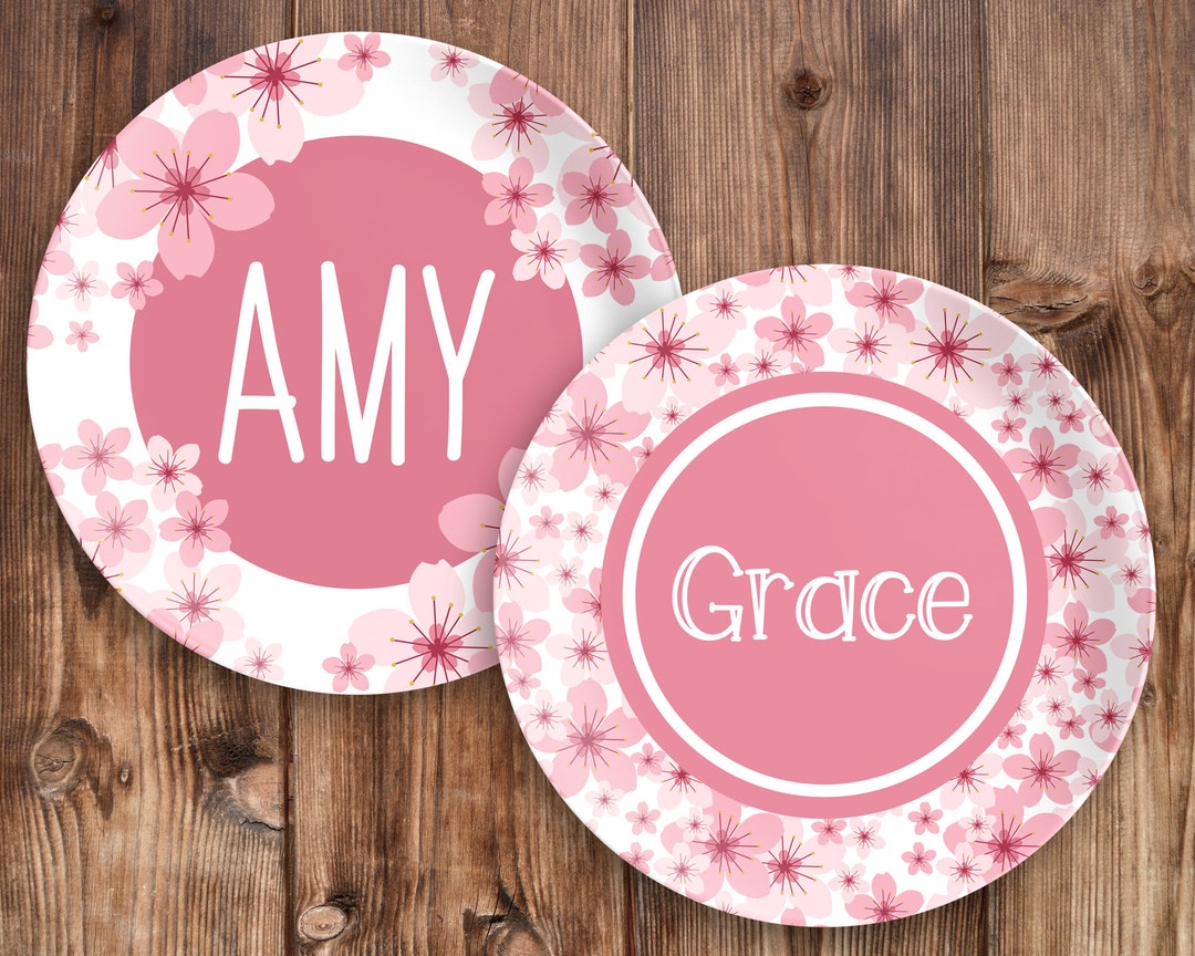 Cherry Blossom Design Personalized Polymer Dinner Plate - 4 Pattern ...