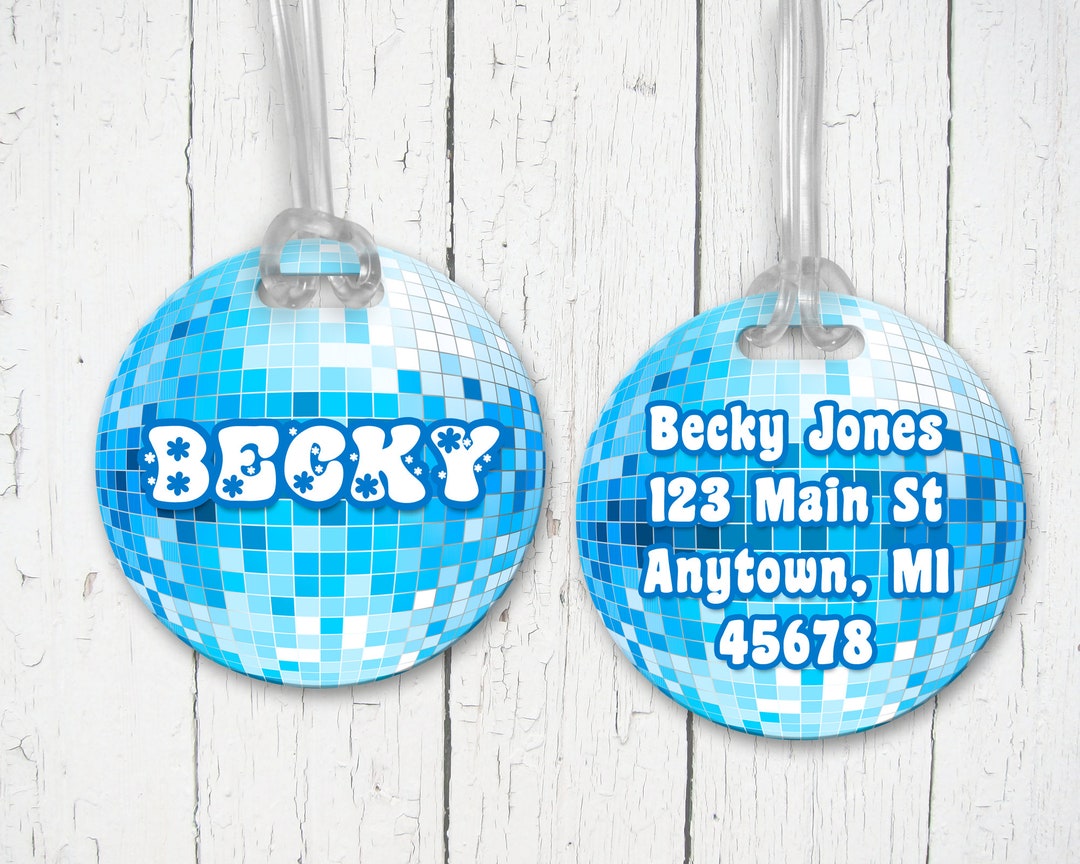 Set of 2 Disco Ball Design Personalized Luggage Tags (2 Sided) - Choice ...