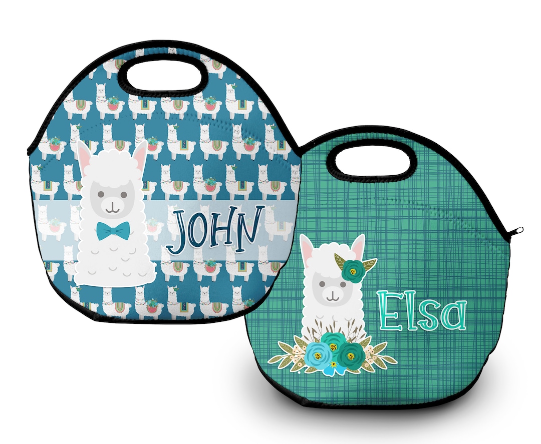 Llama Design Personalized Lunch Tote - Monogram Neoprene Lunch Bag With ...