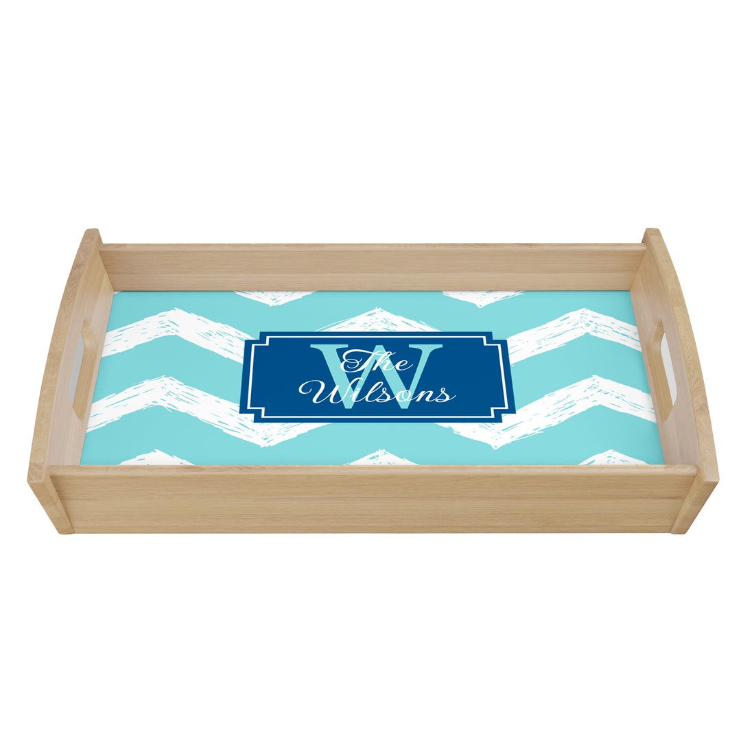 Personalized Oak Wood Serving Tray - Natural Wooden Tray With Custom ...