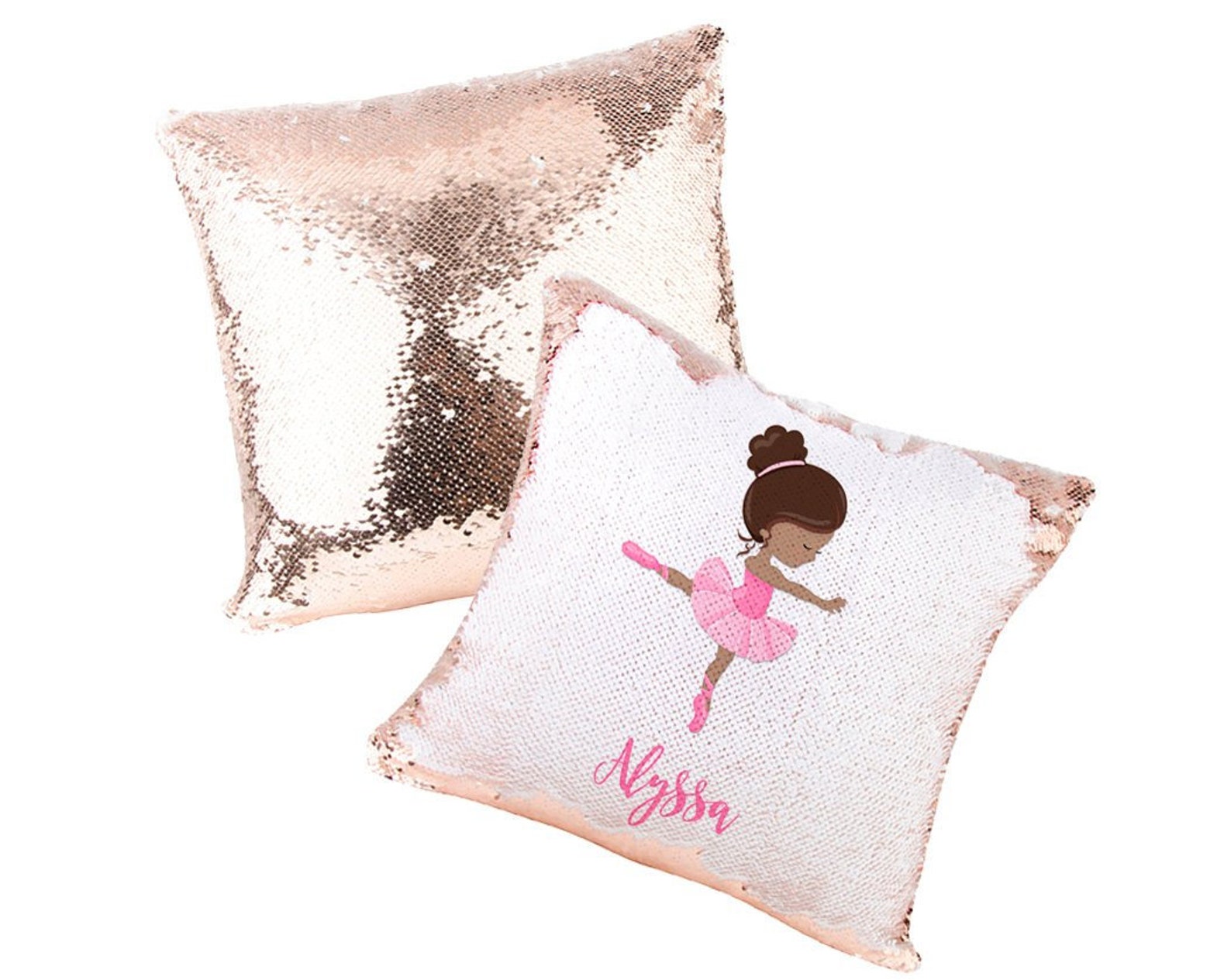 Ballerina Design Flip Sequin Pillow - Personalized Name Throw Pillow W ...