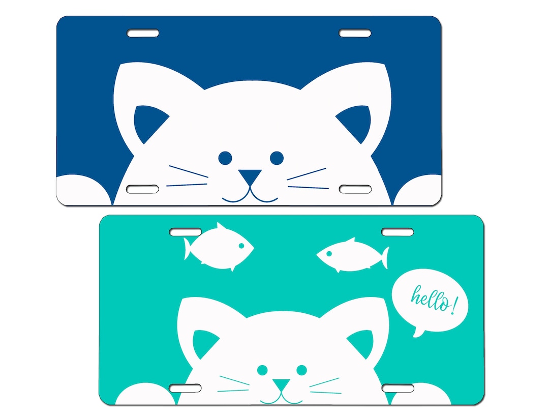 Peeking Cat Design License Plate Car Tag - Vanity Plate Gift - 45 Color ...