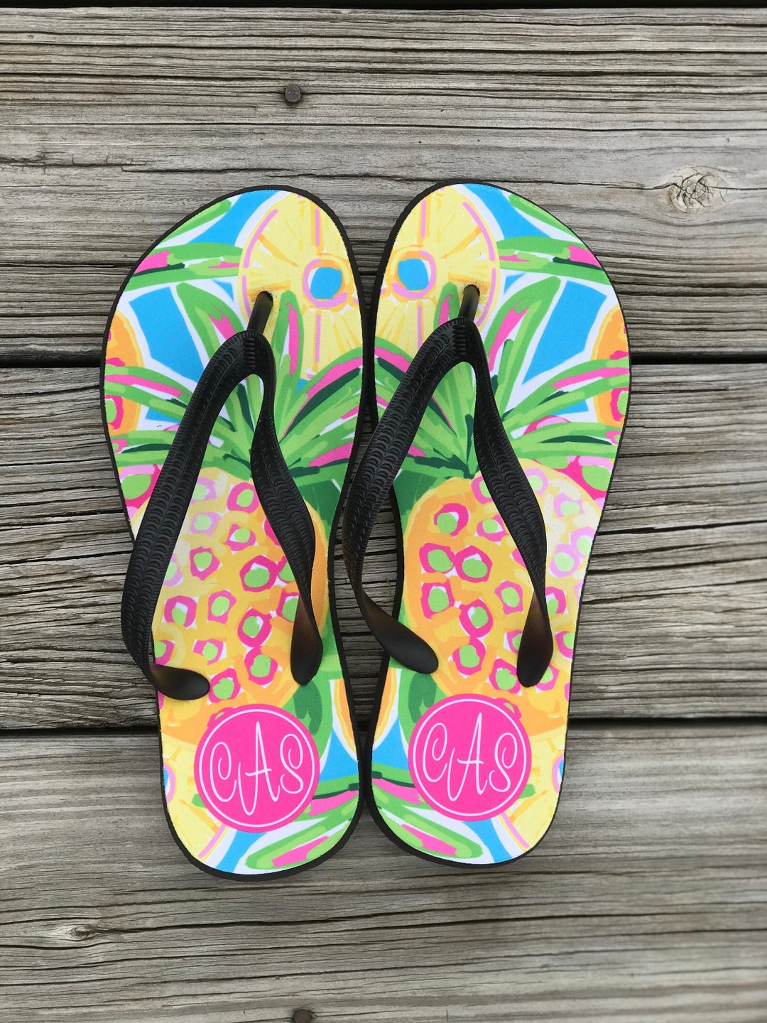 Preppy Collection Personalized Flip Flops - Custom Design Monogram ...