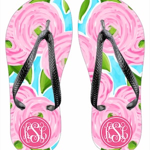 Personalized Preppy Collection Design Flip Flops - Sunflower Monogram ...