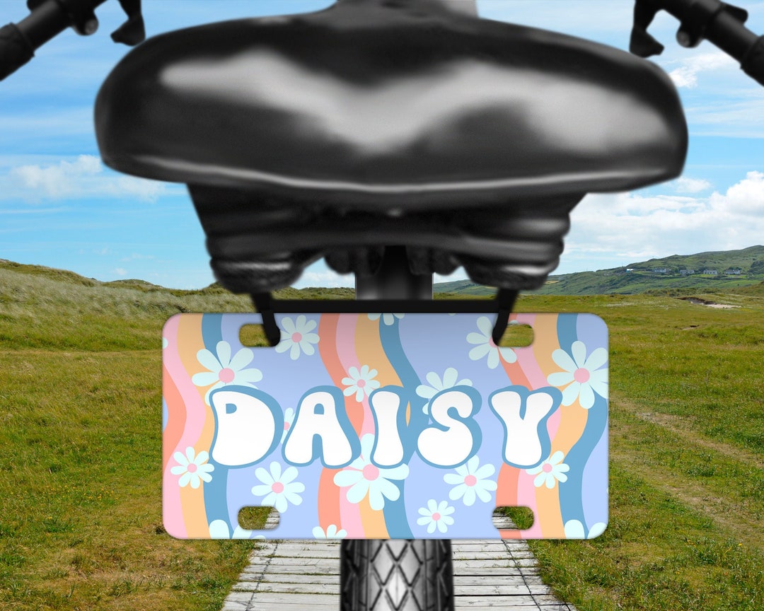 Personalized Groovy Daisy Design Bike Tag License Plate Choice of Font ...