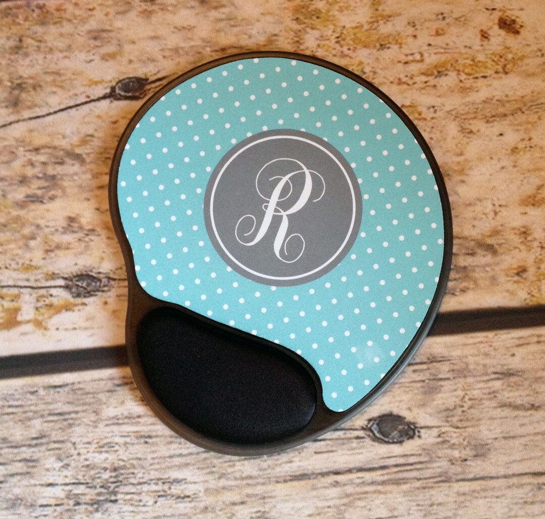 Monogram Mouse Pad With Gel Wrist Rest Choice of Pattern, Color, Frame ...