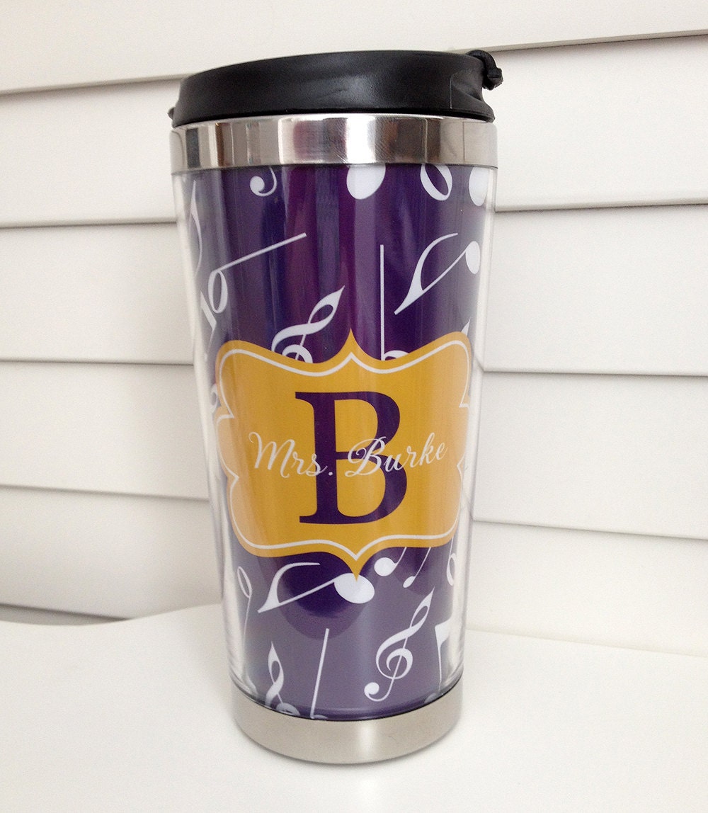 Music Notes Stainless Steel Coffee Travel Mug Personalized | Etsy