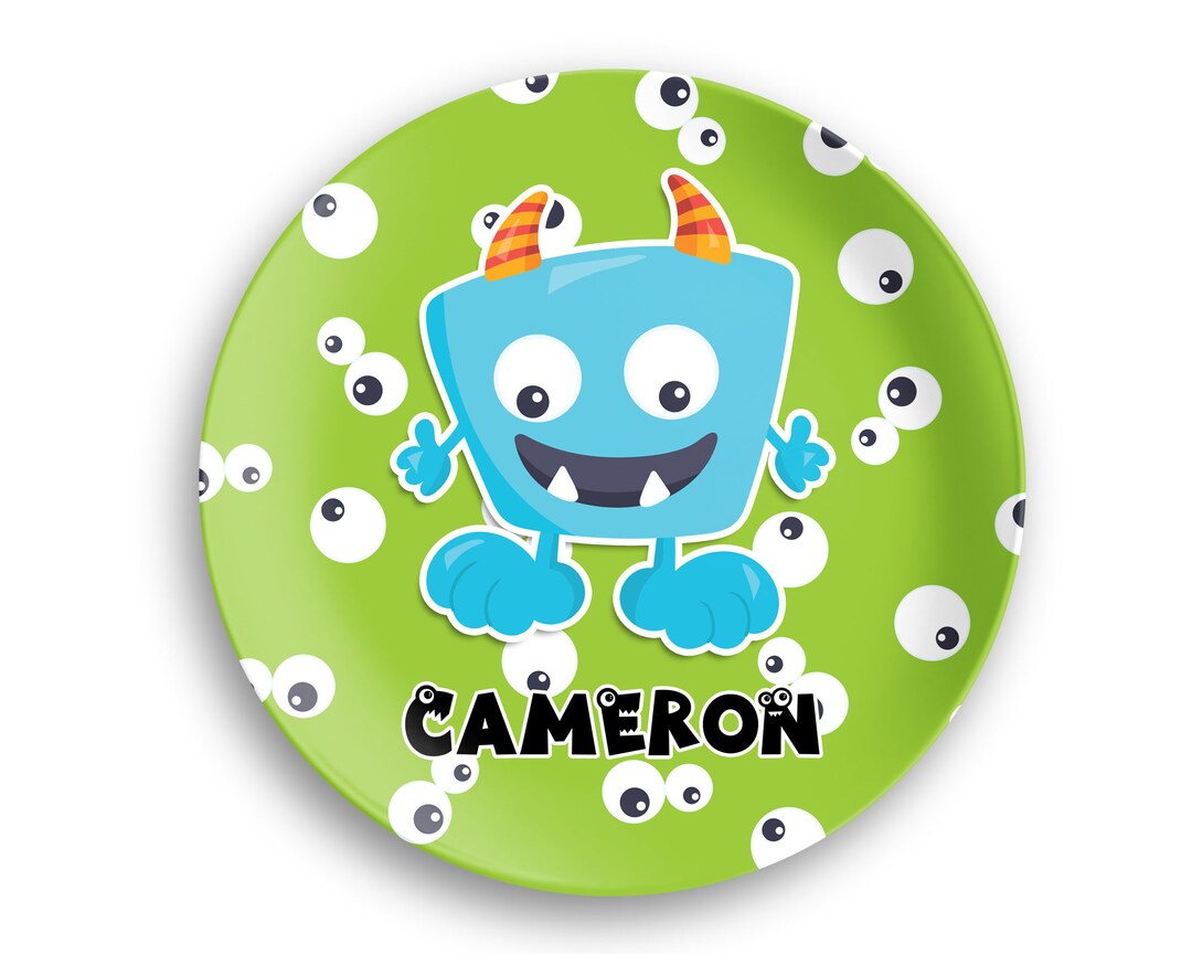 Cute Little Monster Design Polymer Kid's Dinner Plate With Name ...