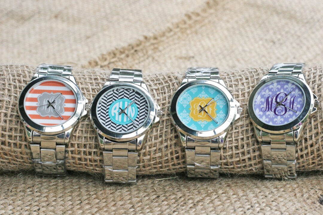 Stainless Steel Monogram Boyfriend Watch - Choice of Pattern, Color ...