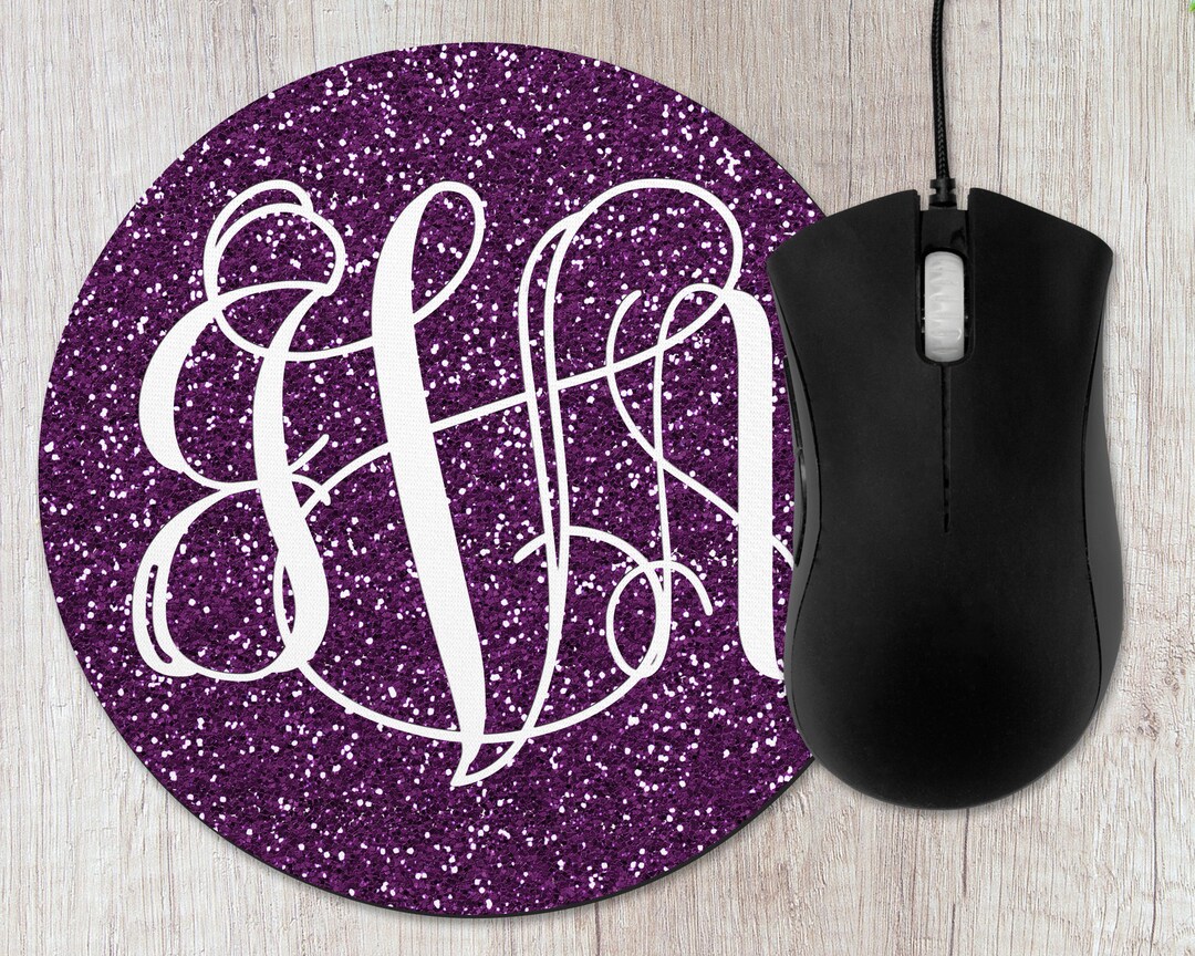 Personalized Glitter Monogram Mouse Pad - Teacher Gift, Office ...