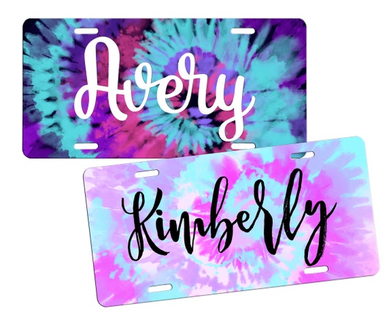 Collectibles Tie Dye Background with Name or custom text Car tag ...